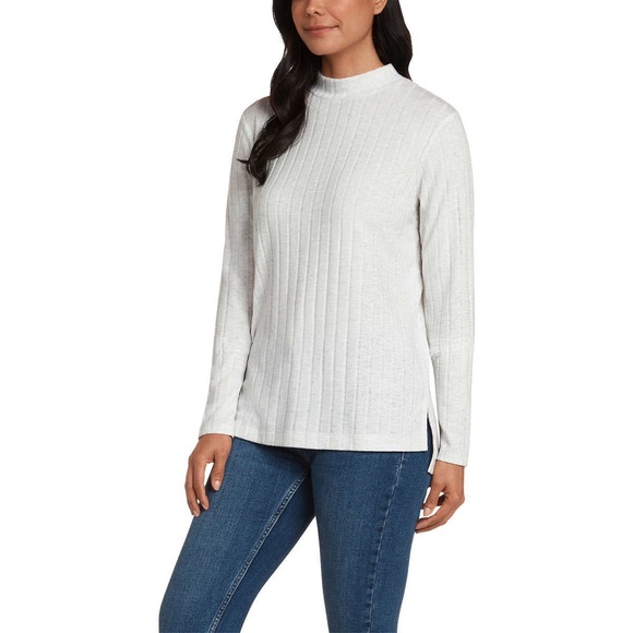 Matty M | Tops | Matty M Womens White Ribbed Long Sleeve Top | Poshmark